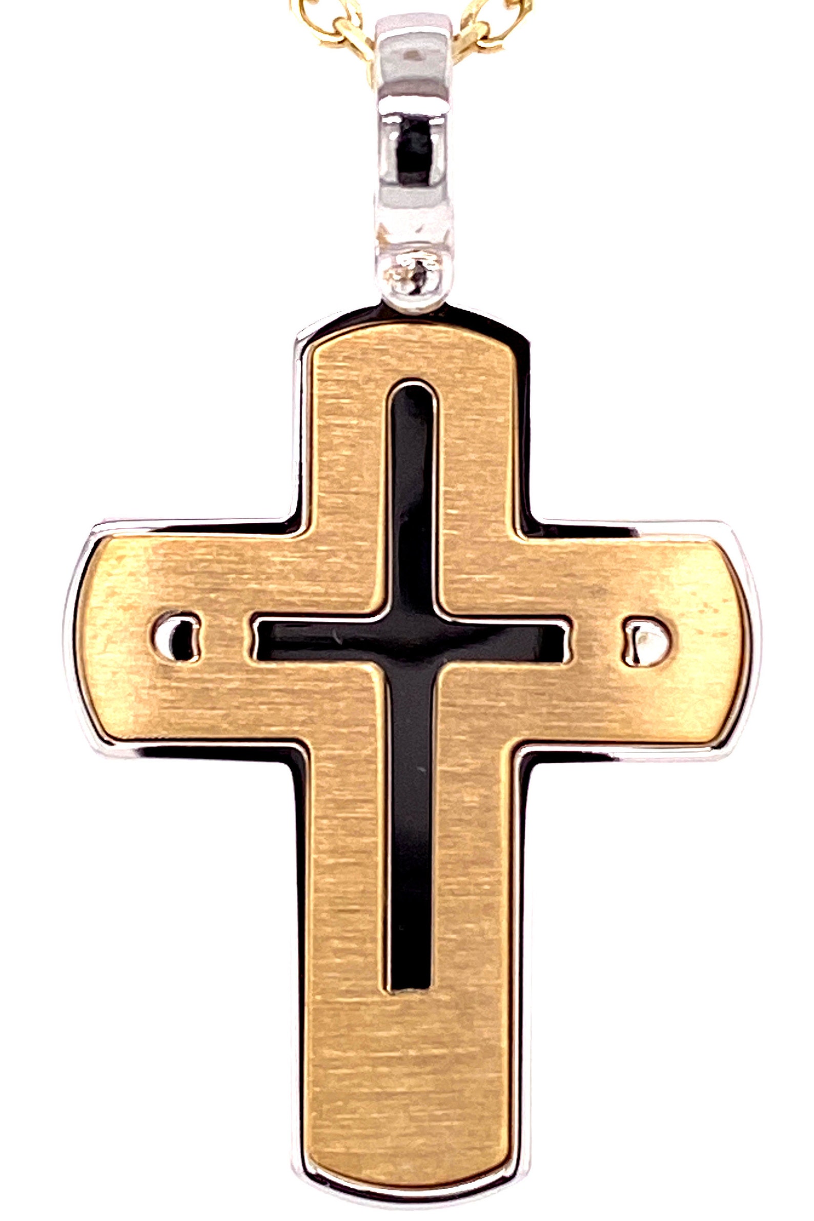 Two Tone Italian Made 14k Solid Gold Cross Pendant Charm - Etsy