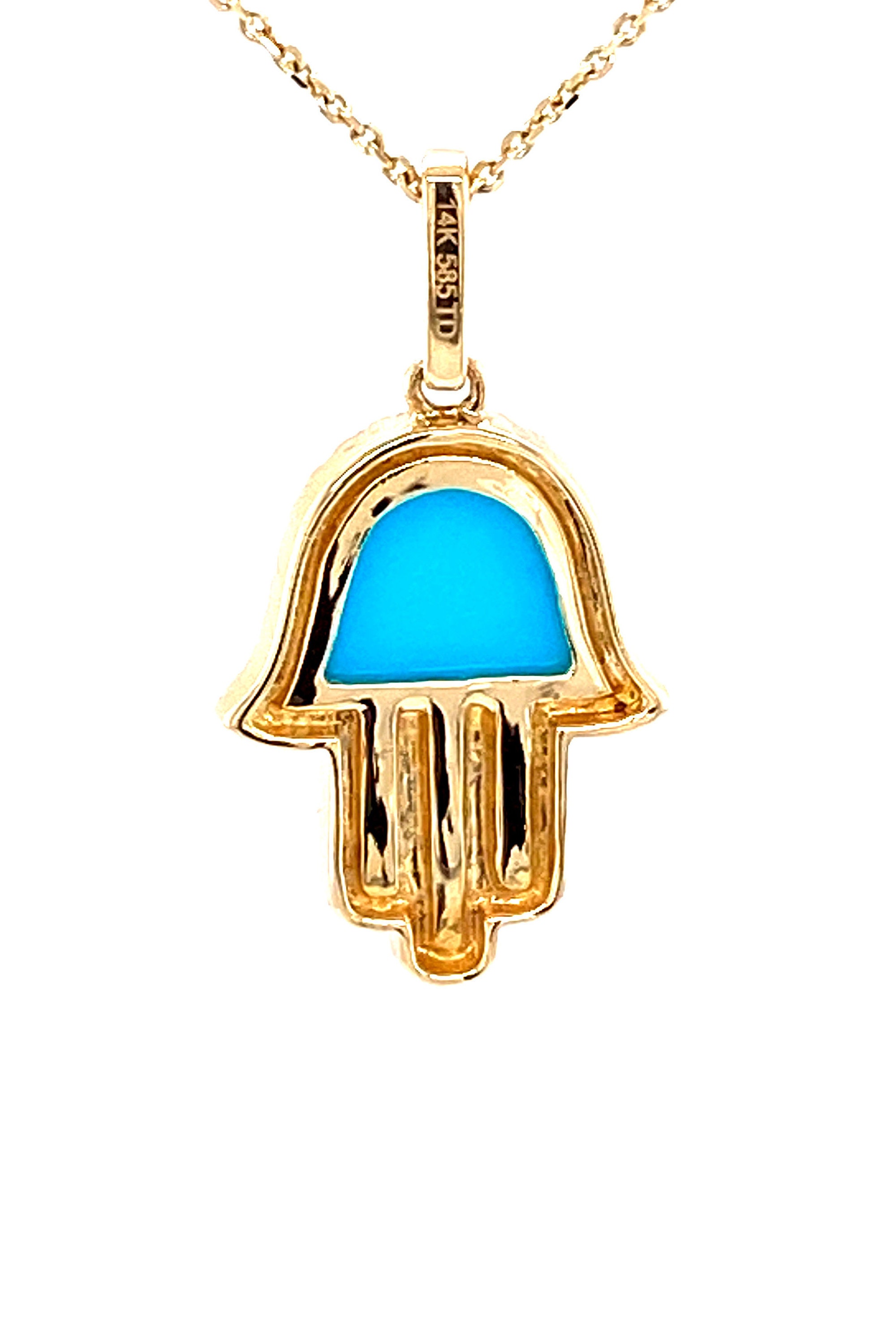 Hamsa Hand Of God Necklace 14k Gold Diamond Outline & Diamond | Etsy