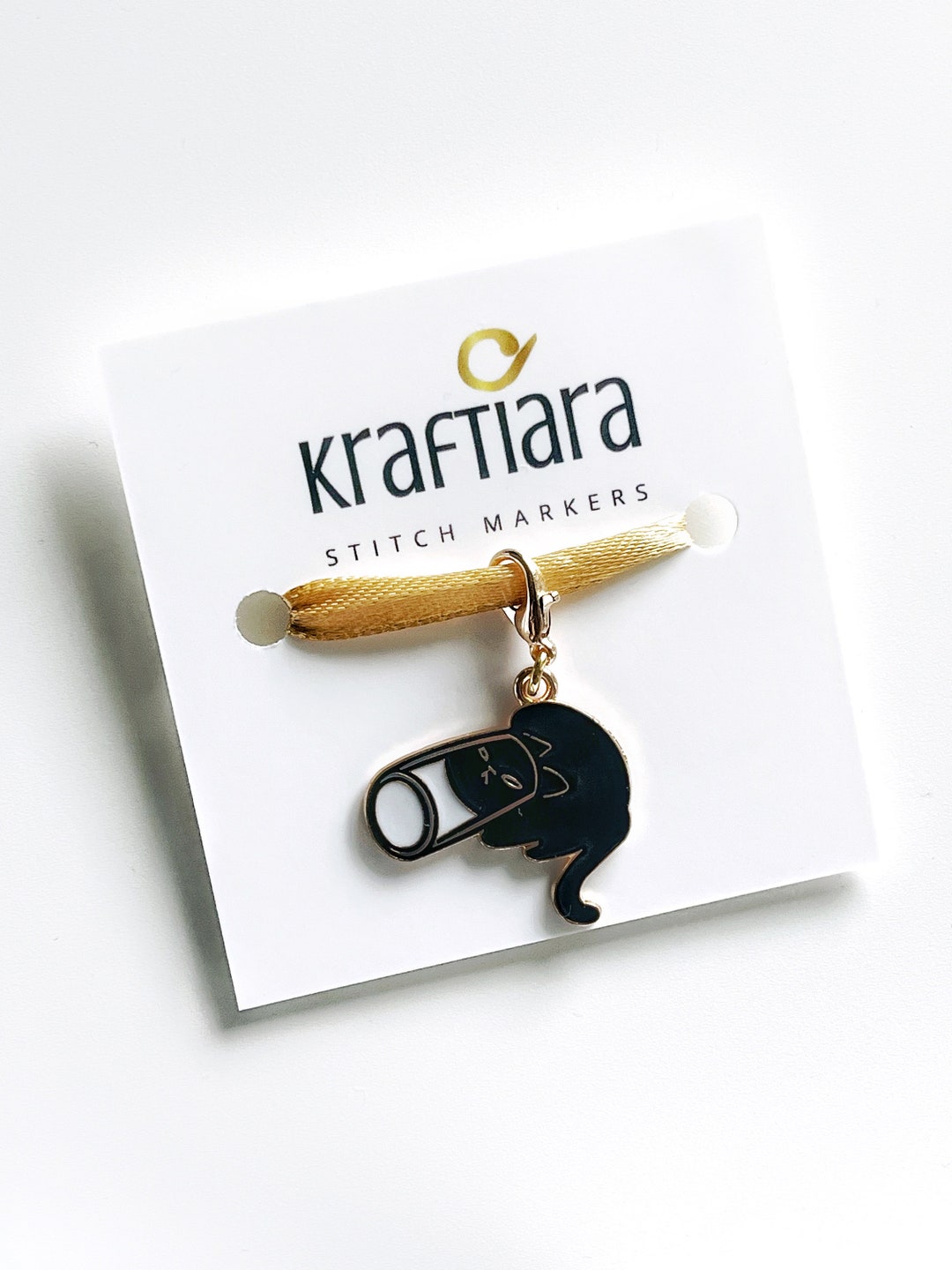 Cat With Head Inside Tha Glass Stitch Marker, Progress Keepers Cats ...