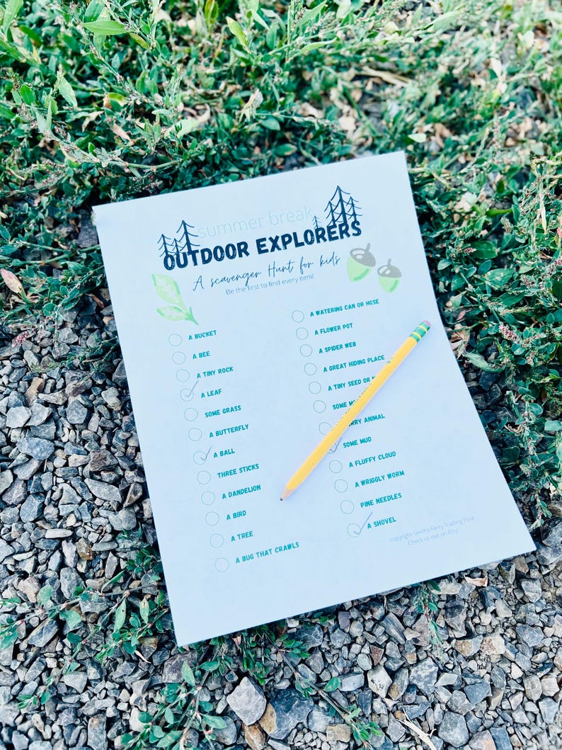 Outdoor Explorers Printable Scavenger Hunt for Kids - Instant Download ...