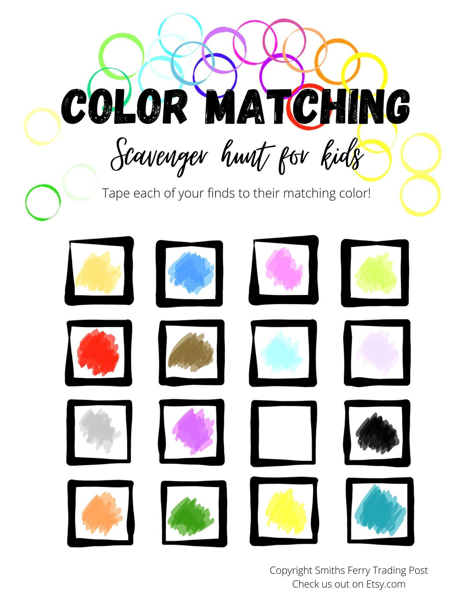 Color Matching Scavenger Hunt for Kids-instant DOWNLOAD - Etsy