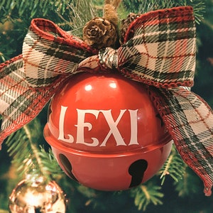 Personalized Christmas Bell Ornament, Jingle Bell Ornament, Rustic ...