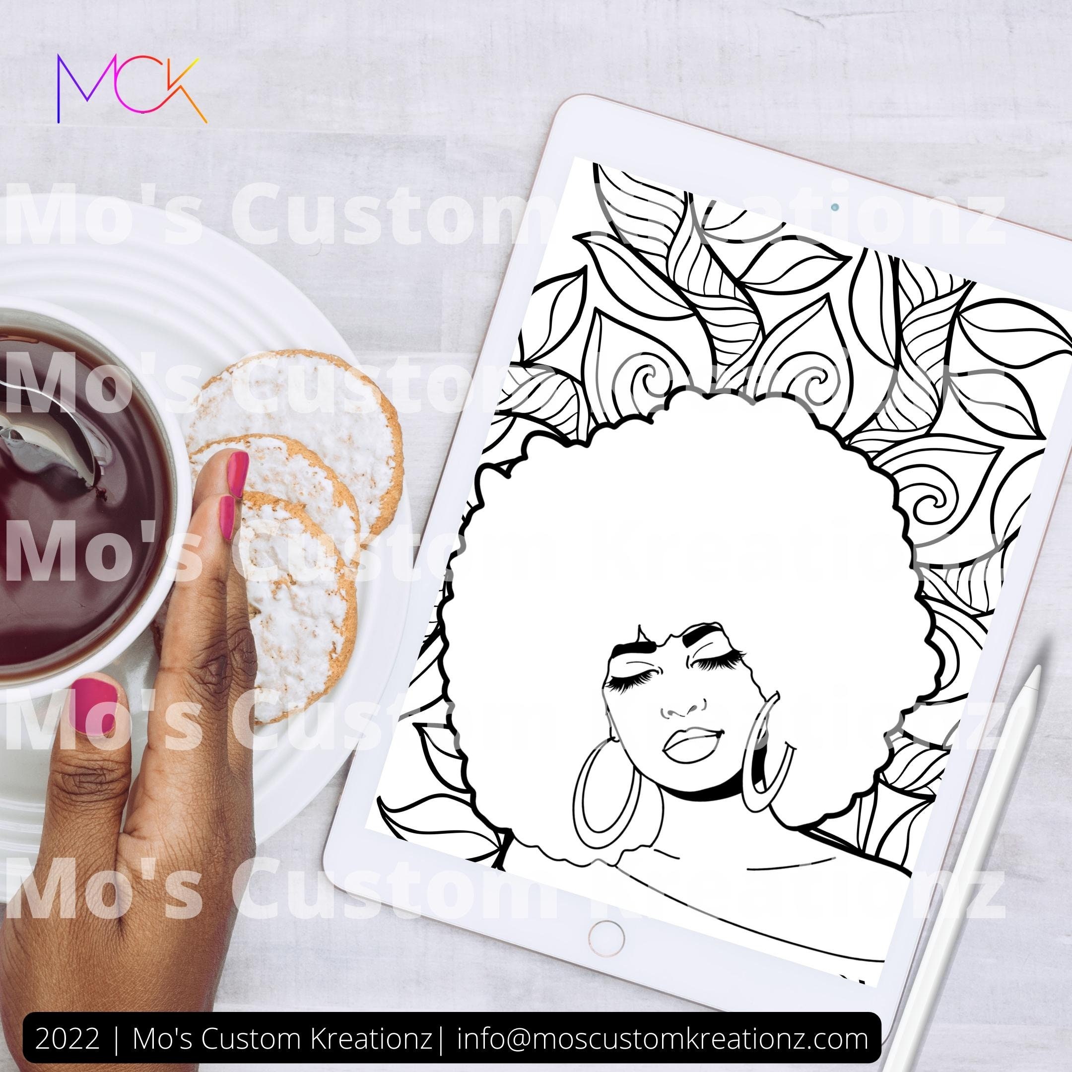 Afro Love | Printable Coloring Page | Adult Coloring Page | Printable ...