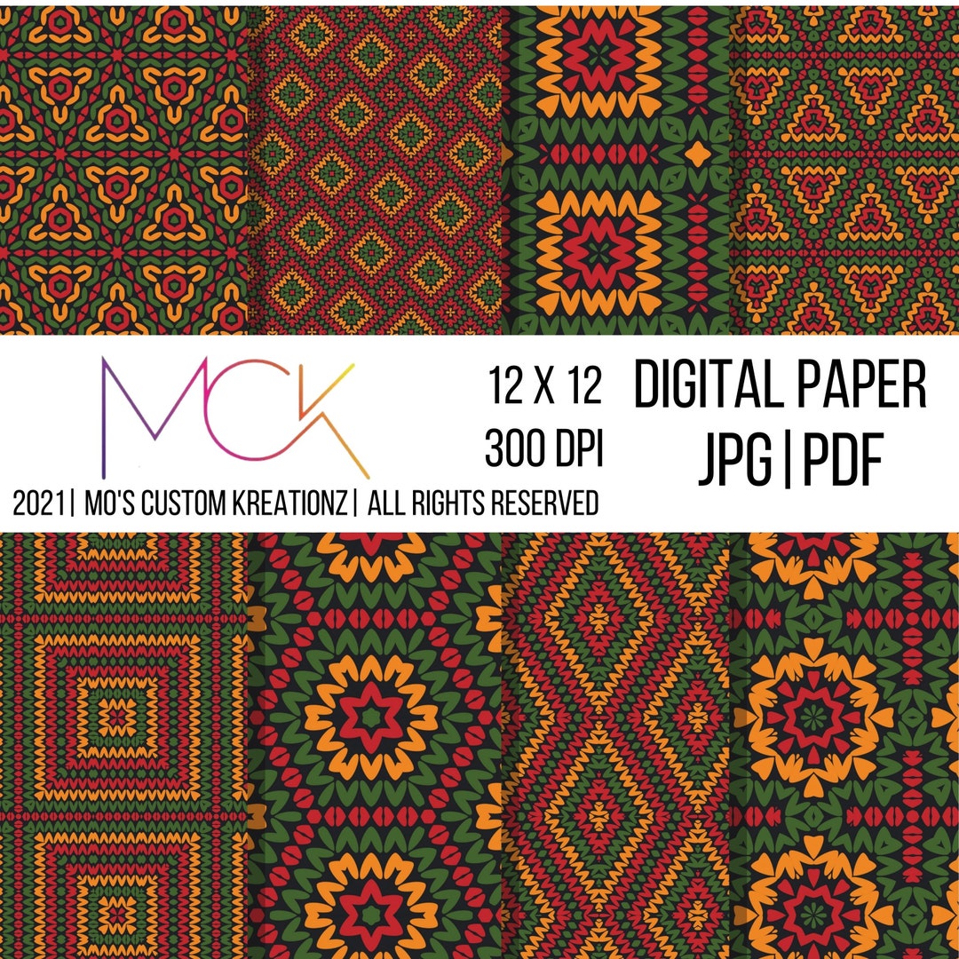 12X12 Kwanzaa Inspired Digital Paper With Sticker Sheet, | Notebook ...