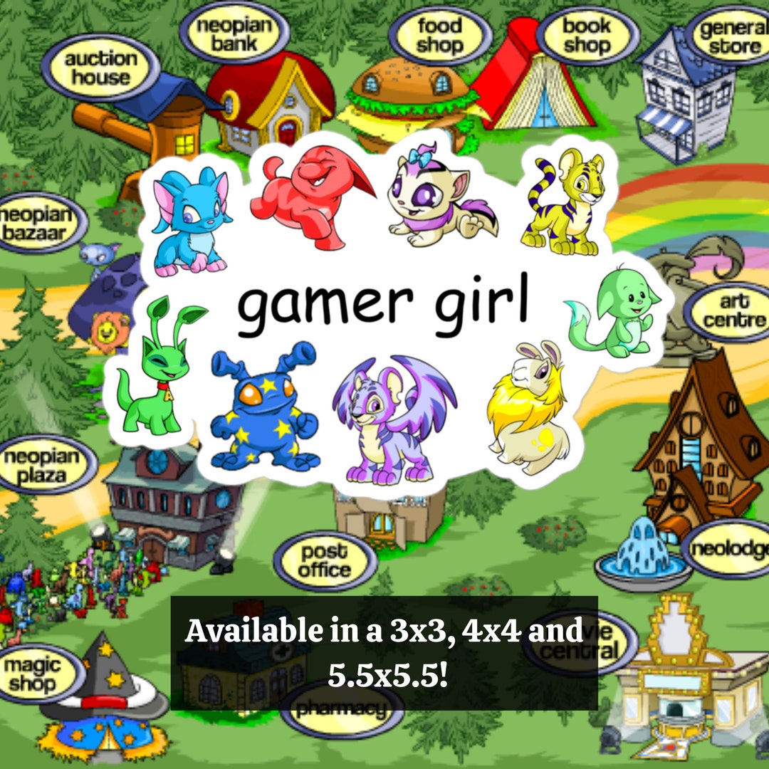 Neopets Gamer Girl Sticker, Gift for Neopets Fans, Gamer Girl Sticker ...