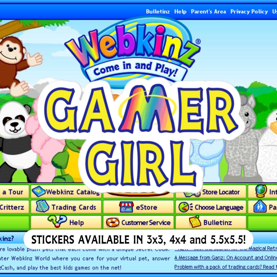 Webkinz Gamer Girl Sticker, Gift for Webkinz Fans, Y2K Retro Early 2000 ...