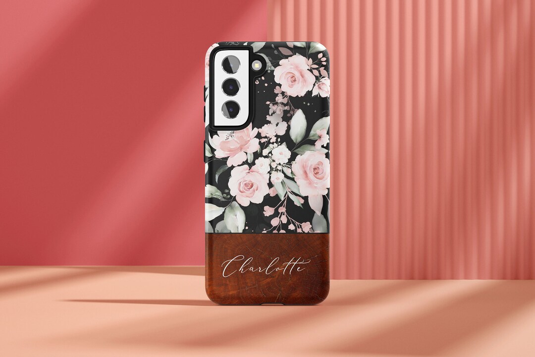 Pink Roses and Wood Phone Case for Samsung Galaxy S25, S24, S23, S22 ...