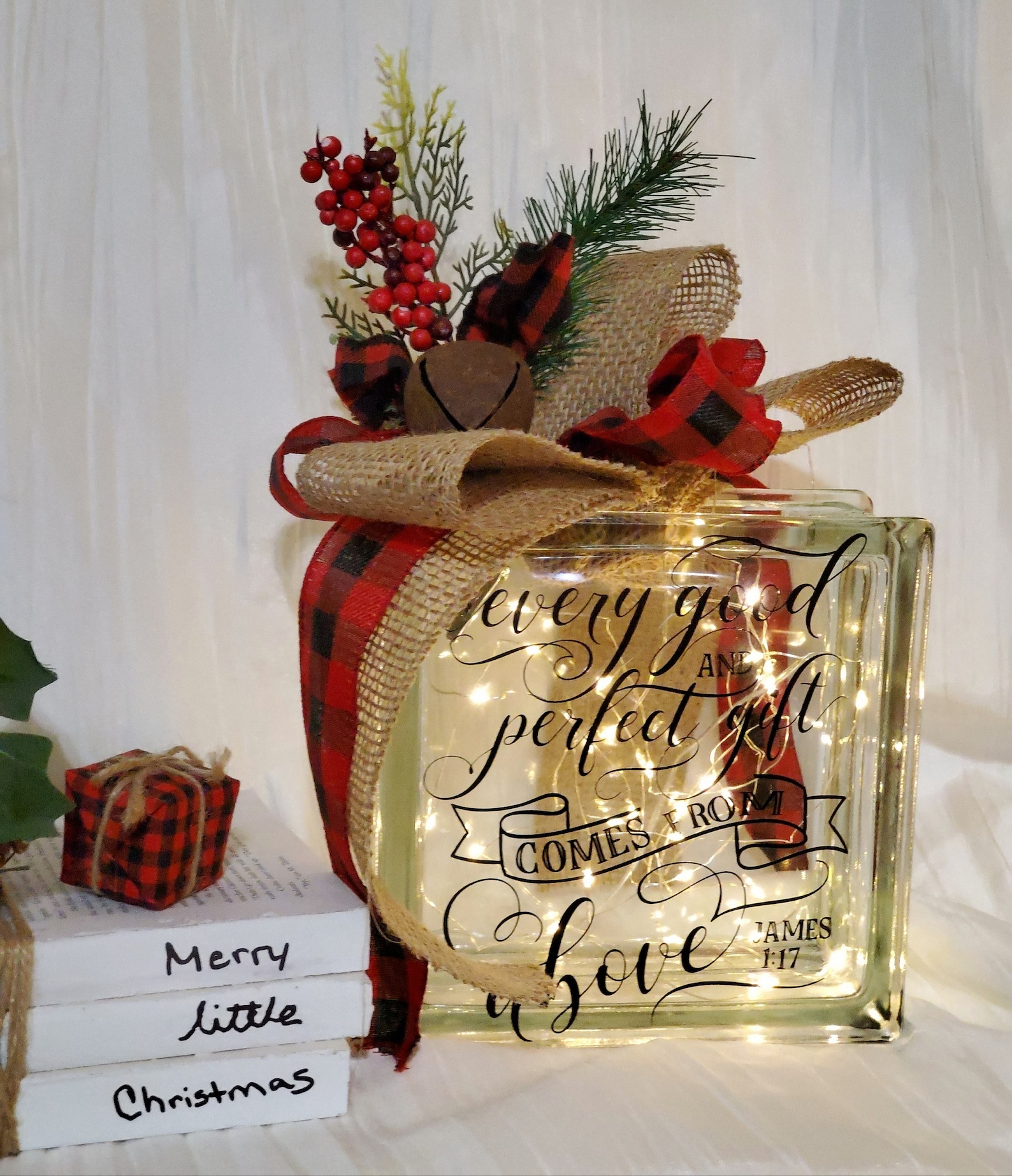 Christmas Glass Block, Personalized Custom Glass Block, Holiday Glass ...