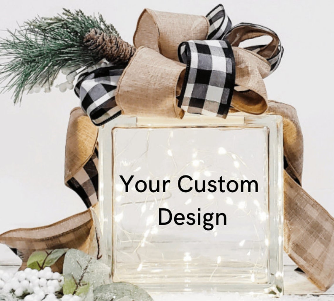 Christmas Glass Block, Personalized Custom Glass Block, Holiday Glass ...