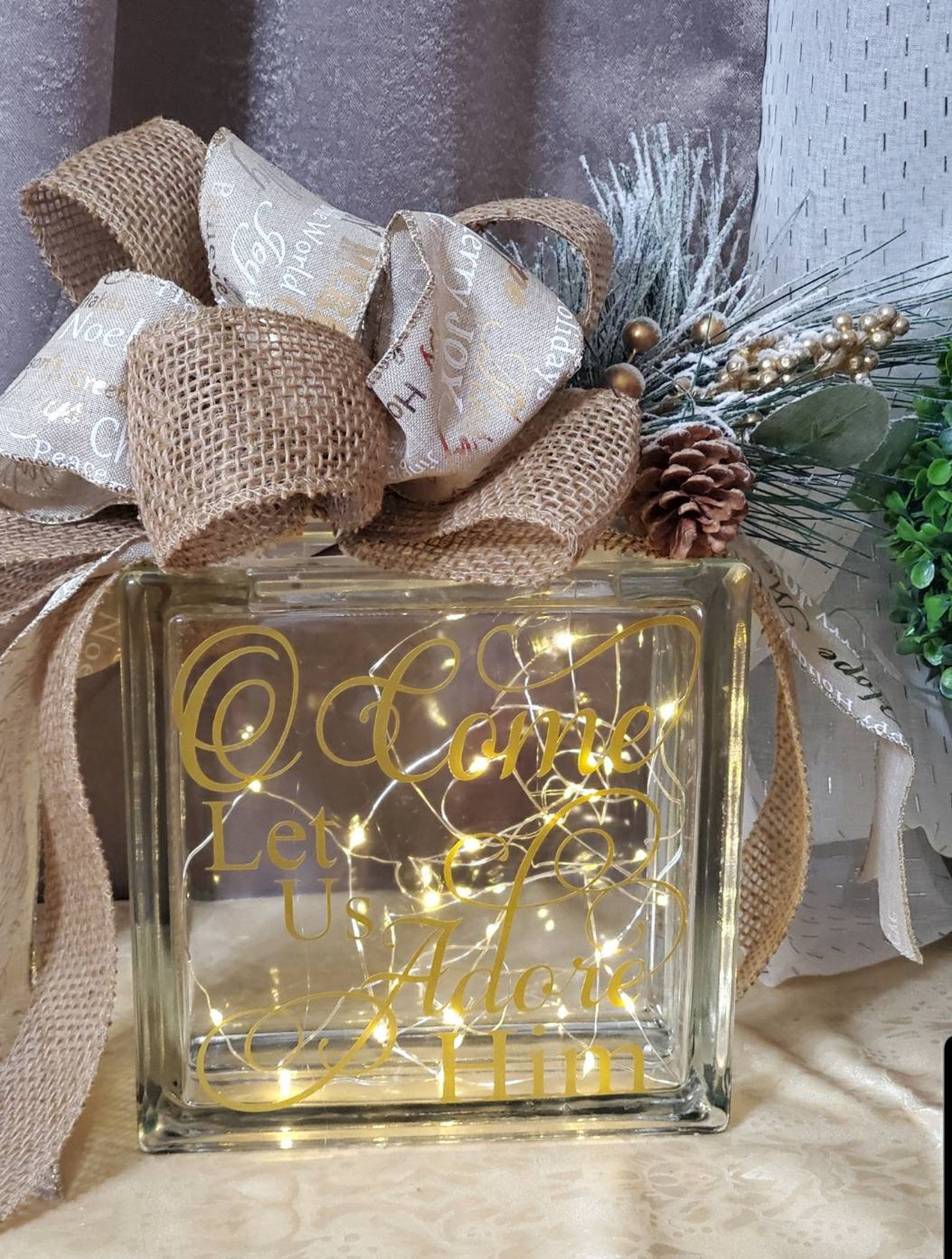 Christmas Glass Block, Personalized Custom Glass Block, Holiday Glass ...