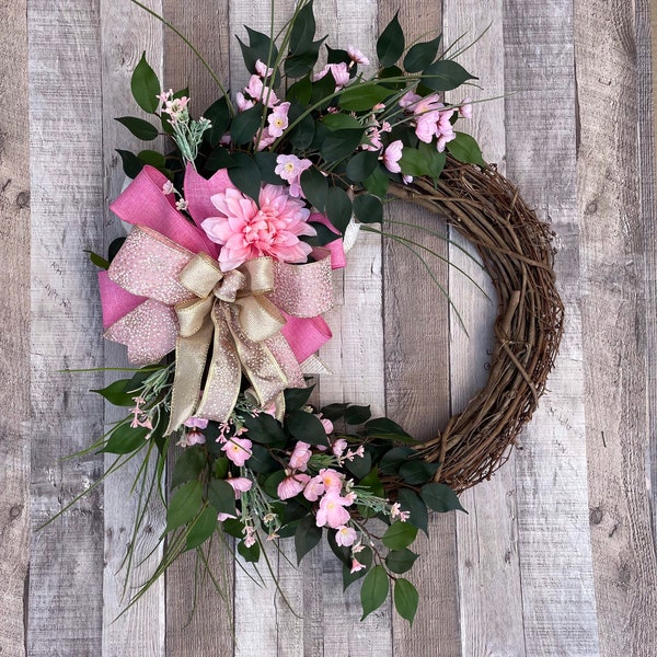 Pink Spring Wreath - Etsy