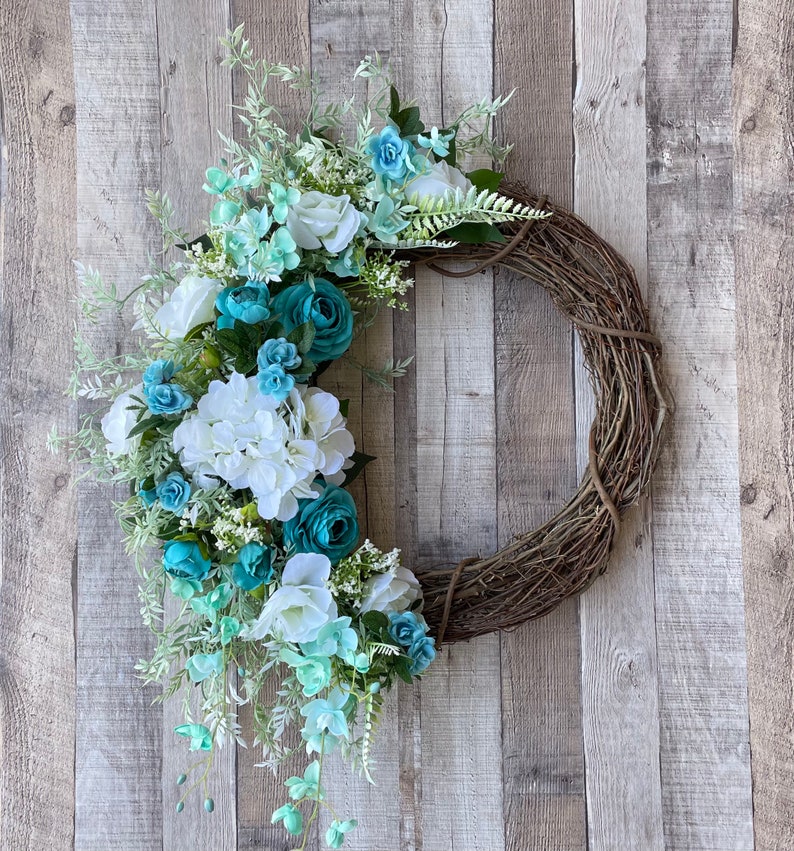 Spring Floral Wreath, Spring Hydrangea Wreath, Hydrangea Spring Wreath ...