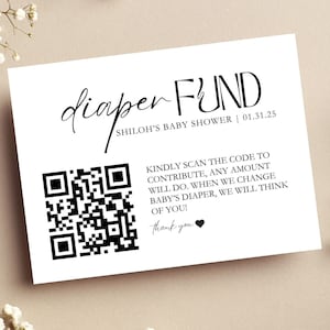 Diaper Fund Card With QR Codes, Baby Shower Card, Donations for Diapers ...