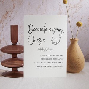 Onesie Station Instructions Baby Shower Sign, Decorate a Onesie Baby ...