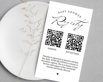 Baby Shower Registry Card With QR Codes for Your Online Registry, How ...