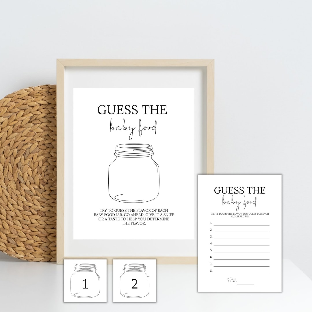 Guess the Baby Food Baby Shower Game - Editable Sign, Game Card, and ...