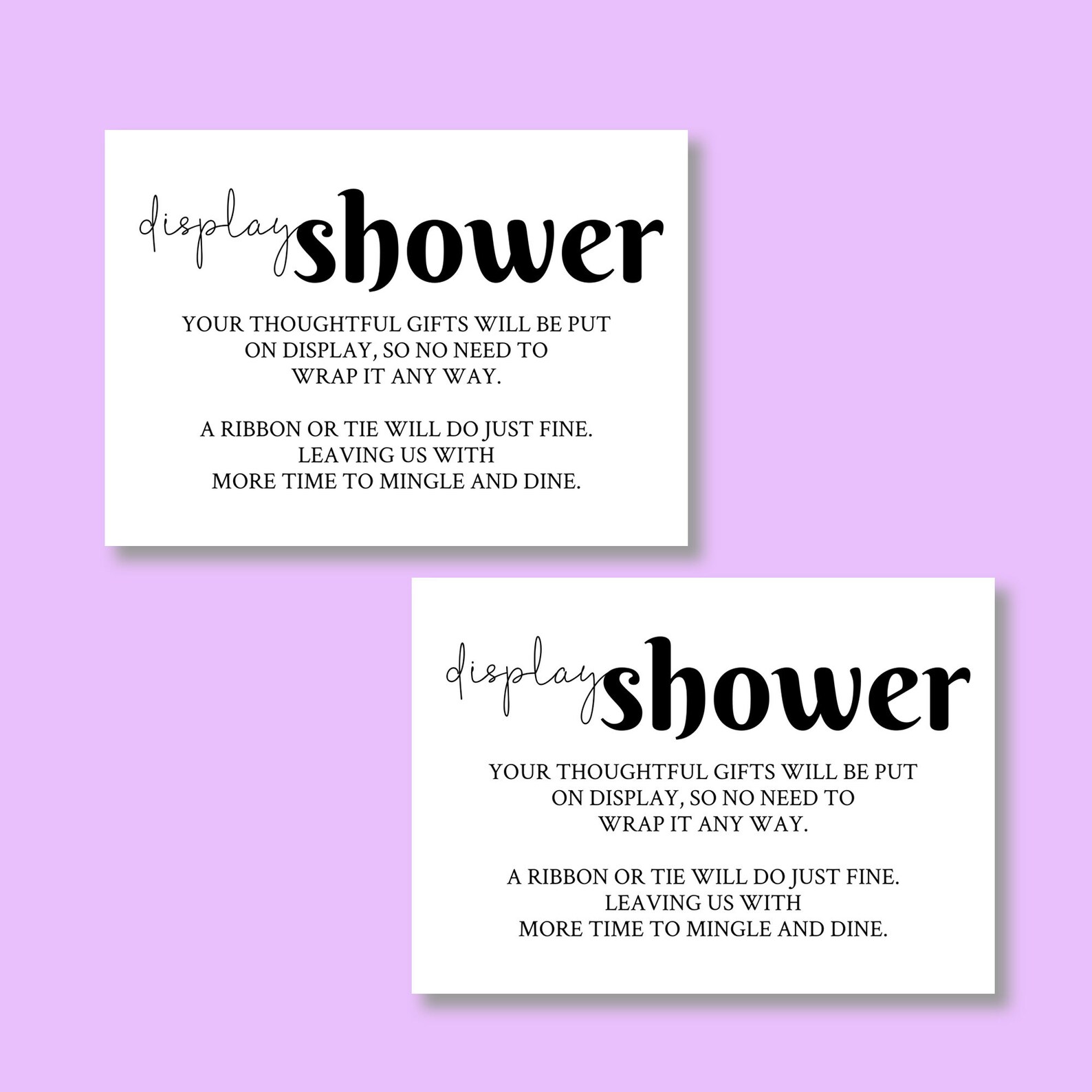Display Shower Card Instant Download, No Gift Wrap Card, a Request for ...