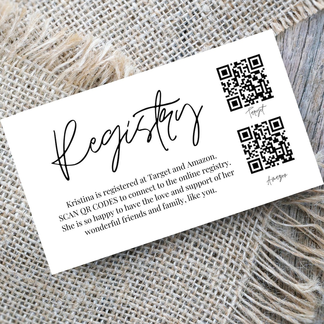 Baby Shower Registry Card With QR Codes for Your Online Registry, How ...
