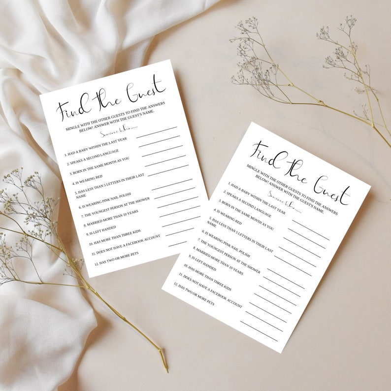 Find the Guest Game, Baby Shower Games, Baby Shower Ice Breaker, Guest ...