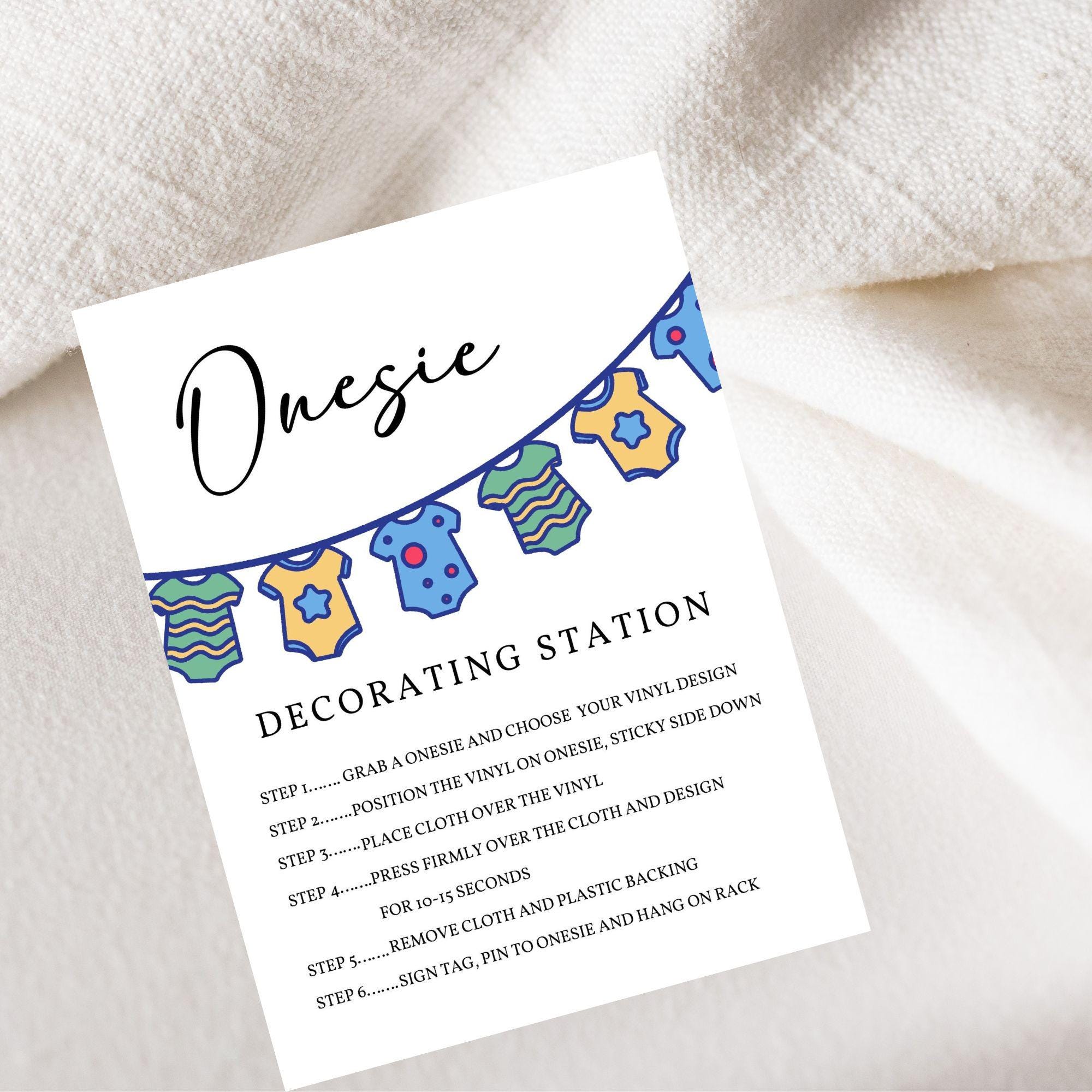 Onesie Decorating Station Baby Shower Sign, Onesie Station Heat Press ...
