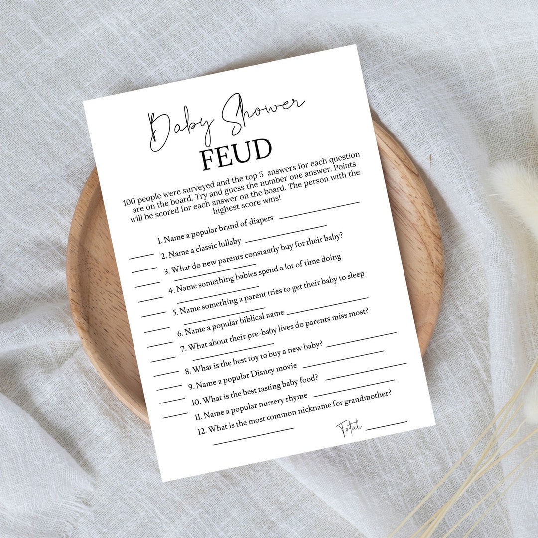 Baby Shower Feud Guess the Top Five Answers on the Board - Etsy