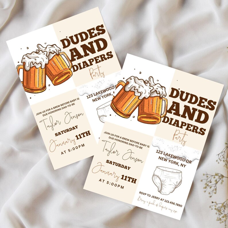 Dudes and Diapers Party Invitation, Baby Shower Invitation, Celebrate ...