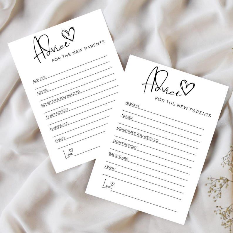 Printable Baby Shower Advice Cards, Baby Words of Wisdom, Editable ...