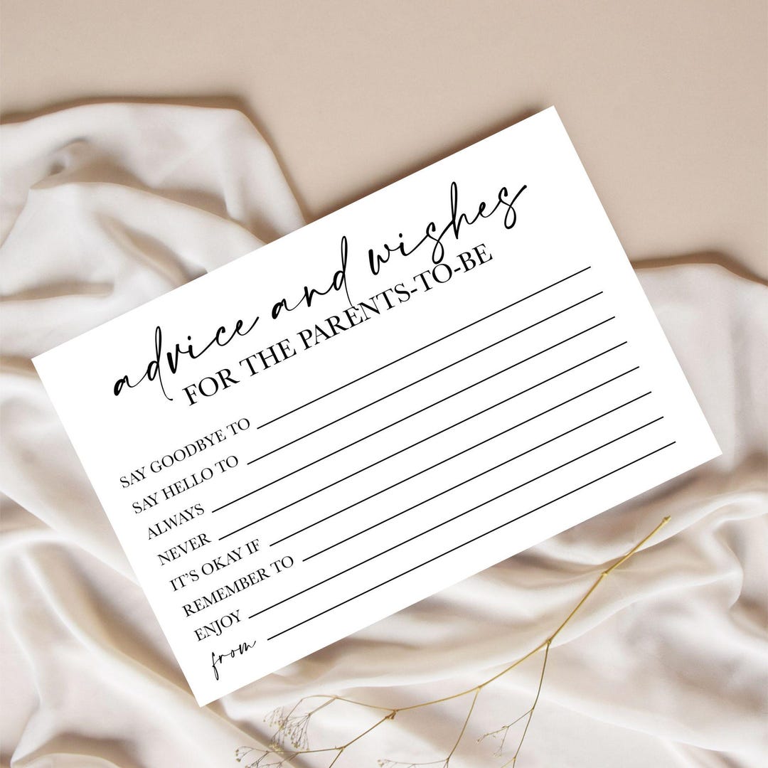 Baby Shower Advice Card, Advice for the Parents to Be, Advice and ...