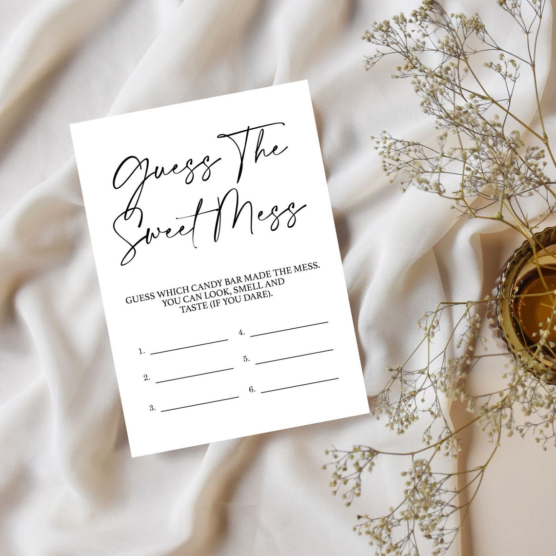 Guess the Sweet Mess Baby Shower Game Card, Name That Poop, Baby Shower ...