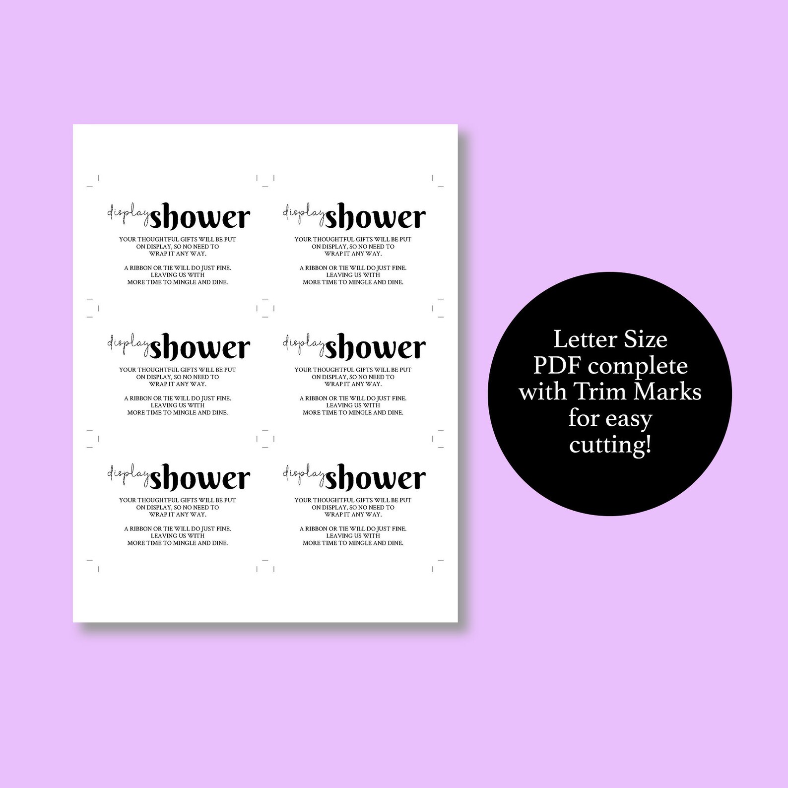 Display Shower Card Instant Download, No Gift Wrap Card, a Request for ...