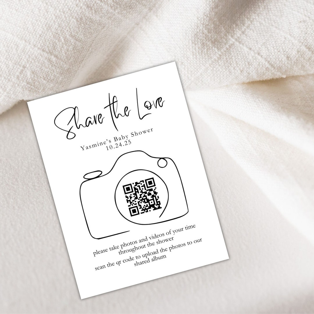 Scan to Upload Photos Baby Shower Card, Upload Photos With QR Code ...