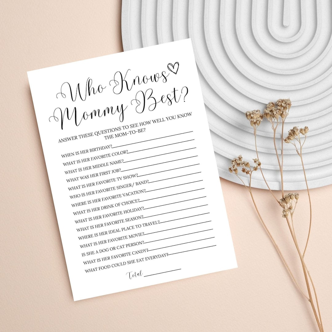 Who Knows Mommy Best? Baby Shower Game, How Well Do You Know Mommy ...
