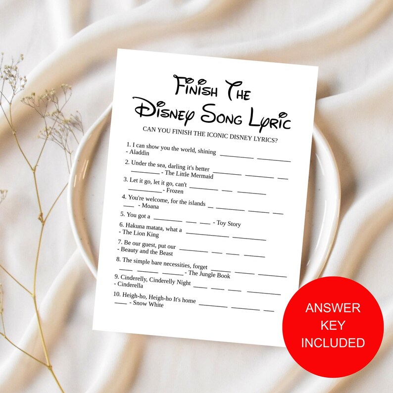 Printable Baby Shower Games, Finish the Song Lyrics Game, Fill in the ...