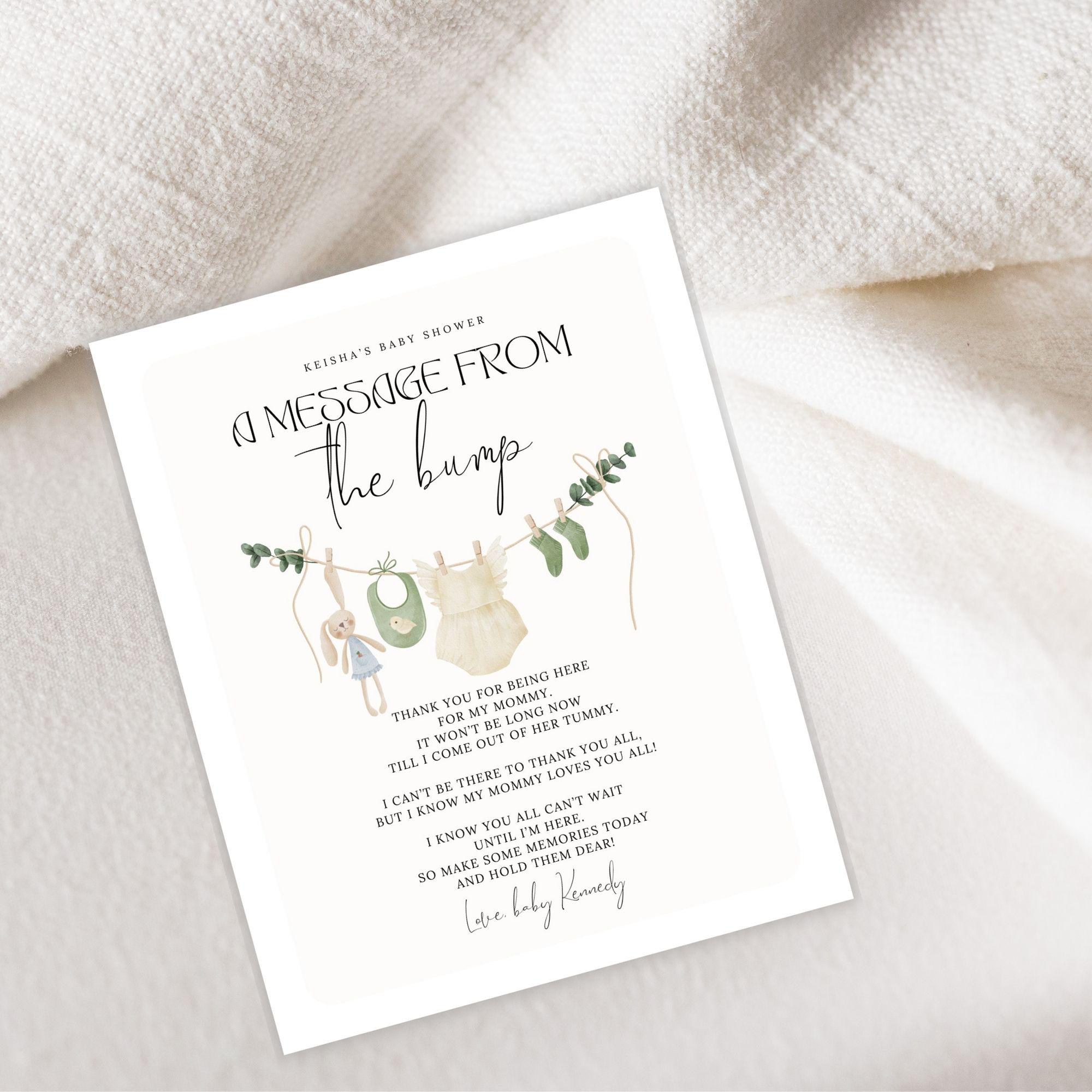 Message From the Bump Baby Shower Sign, Sweet Message From Baby, Boho ...