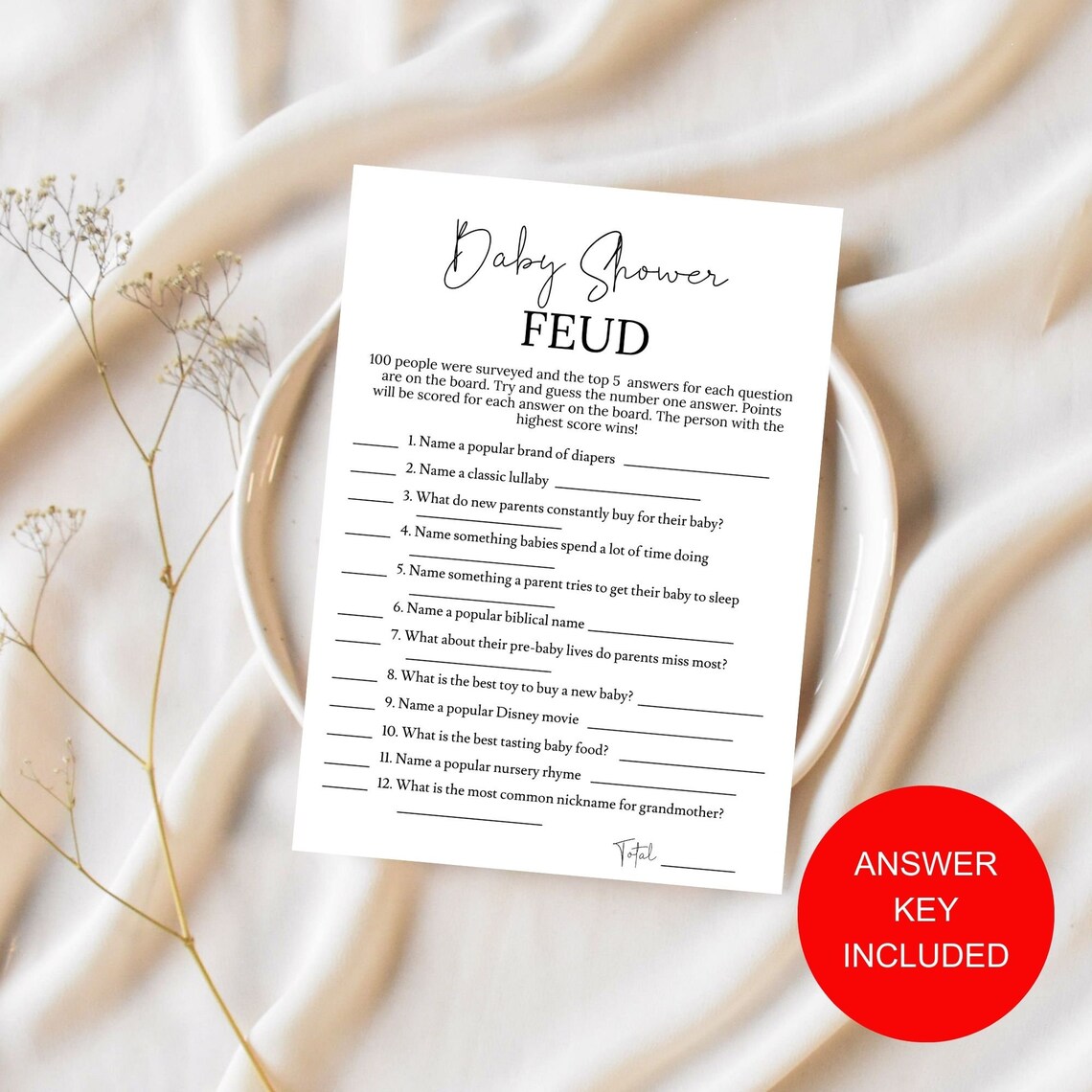 Baby Shower Feud, Guess the Top Five Answers on the Board, Baby Shower ...