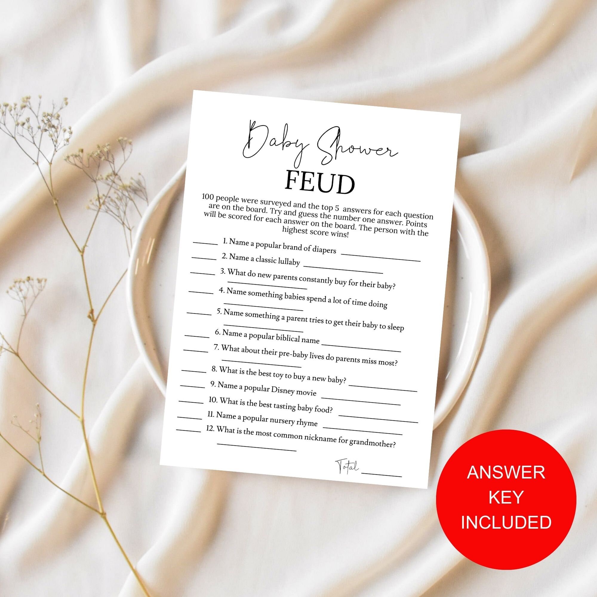 Baby Shower Feud, Guess the Top Five Answers on the Board, Baby Shower ...