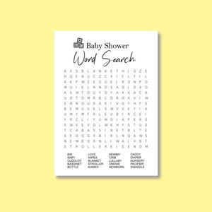 Baby Shower Word Search Game Baby Shower Fun Digital - Etsy