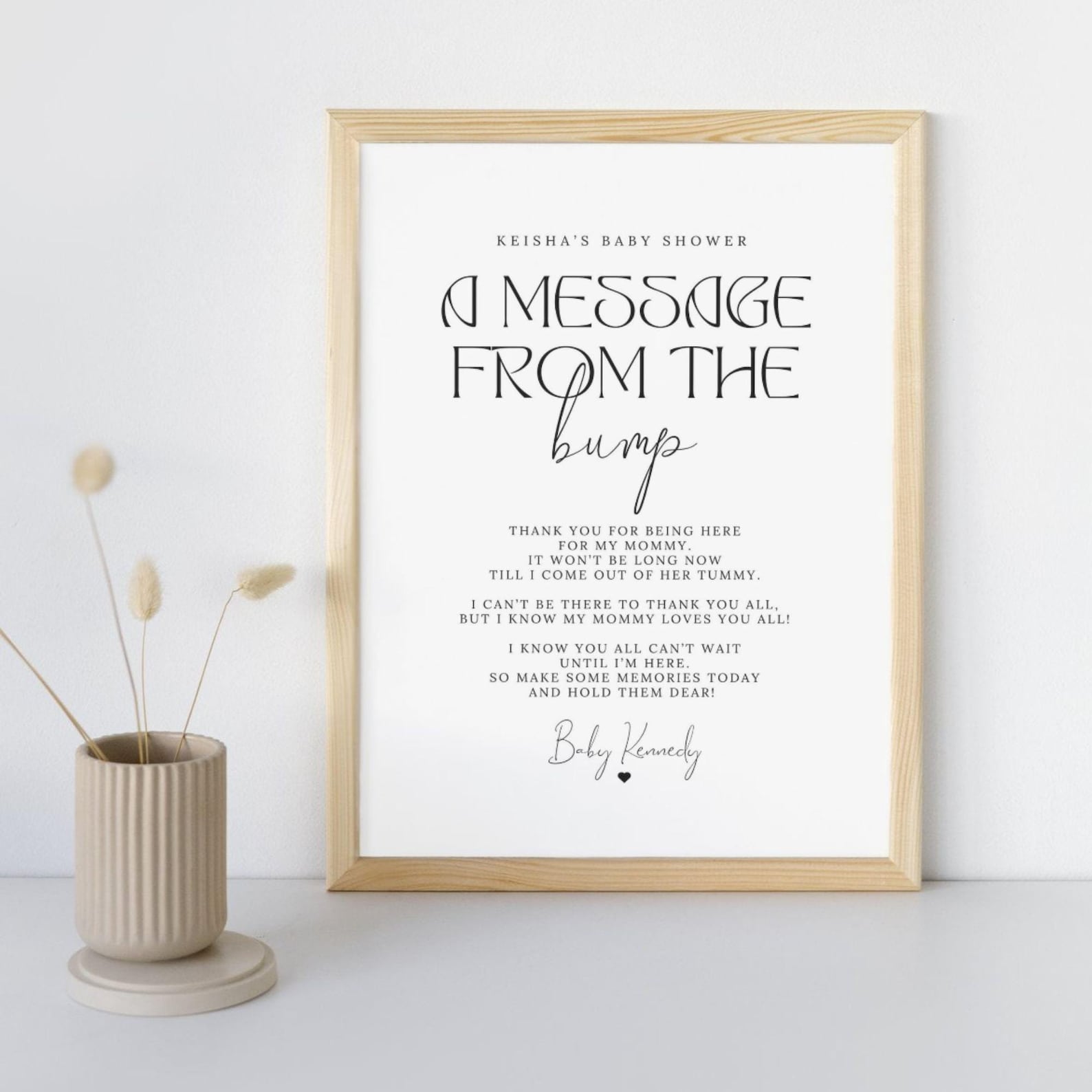 Message From the Bump Sign Minimalist Baby Shower Sign Baby Shower ...