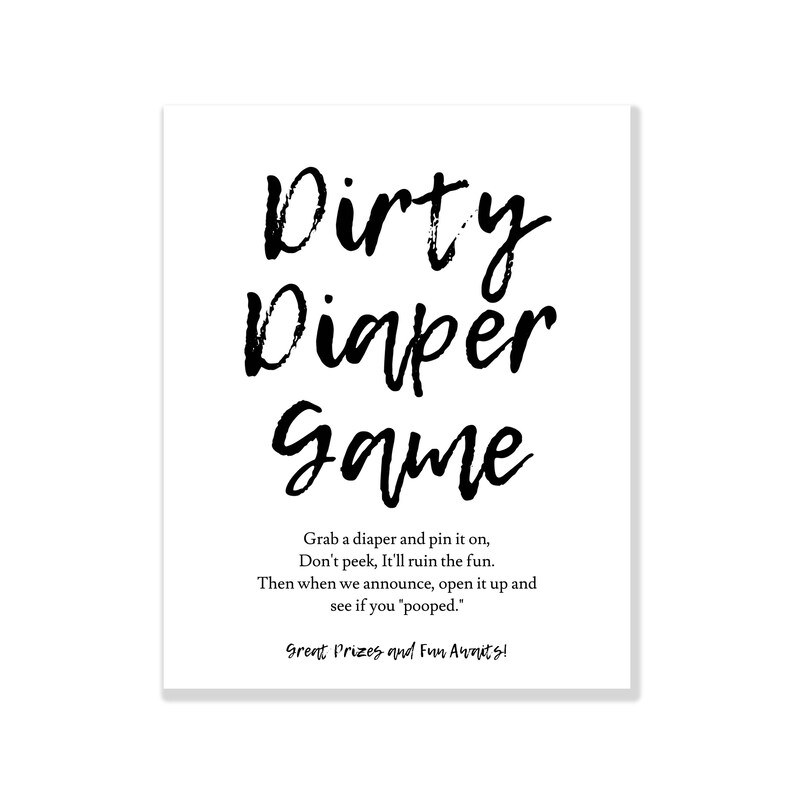 Dirty Diaper Baby Shower Game Sign Instant Printable Templett See Who ...
