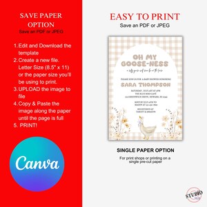 Silly Goose Baby Shower Invitation, Oh My Goose-ness, Wild Flowers Baby ...