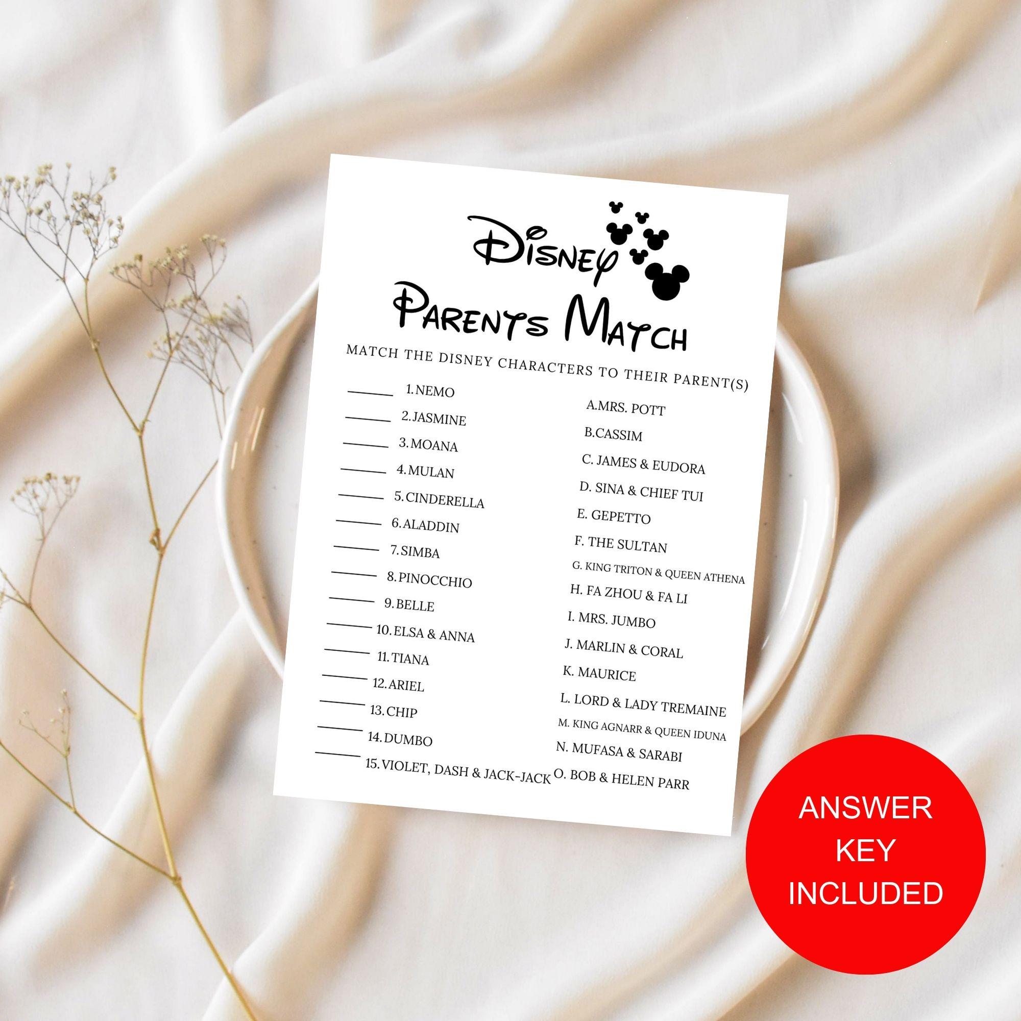 Parents Match Baby Shower Game Match the Parents to Your Favorite ...