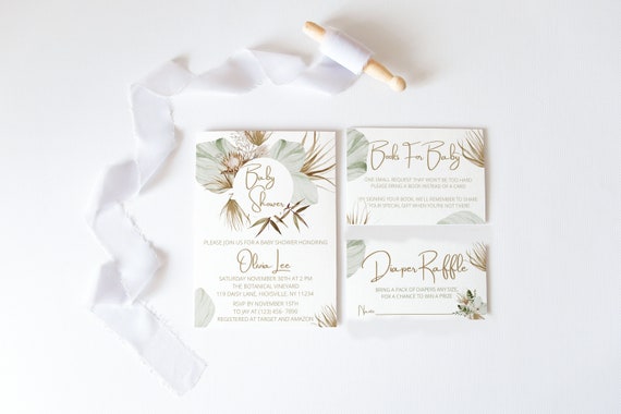 Digital Printable Canva Template Bohemian Riviera Diaper Raffle Card ...