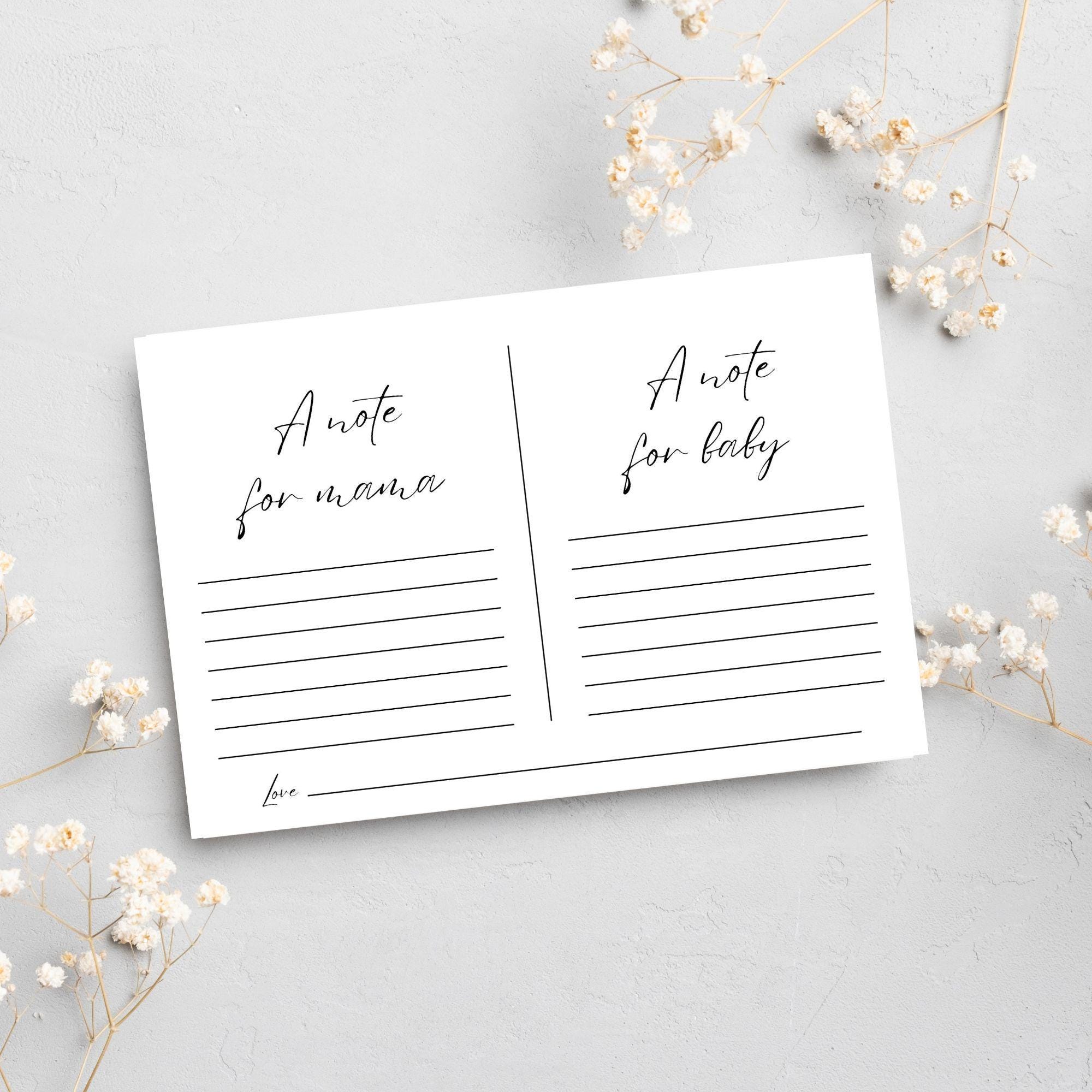 A Note for Baby & Mama Baby Shower Card, Baby Shower Activity, Words of ...