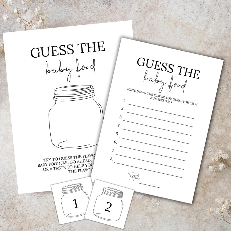 Guess the Baby Food Baby Shower Game, Taste the Baby Food, Minimalist ...