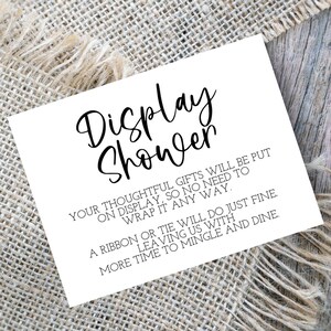Display Shower Card, Baby Shower Invitation Insert, Unwrapped Gift ...