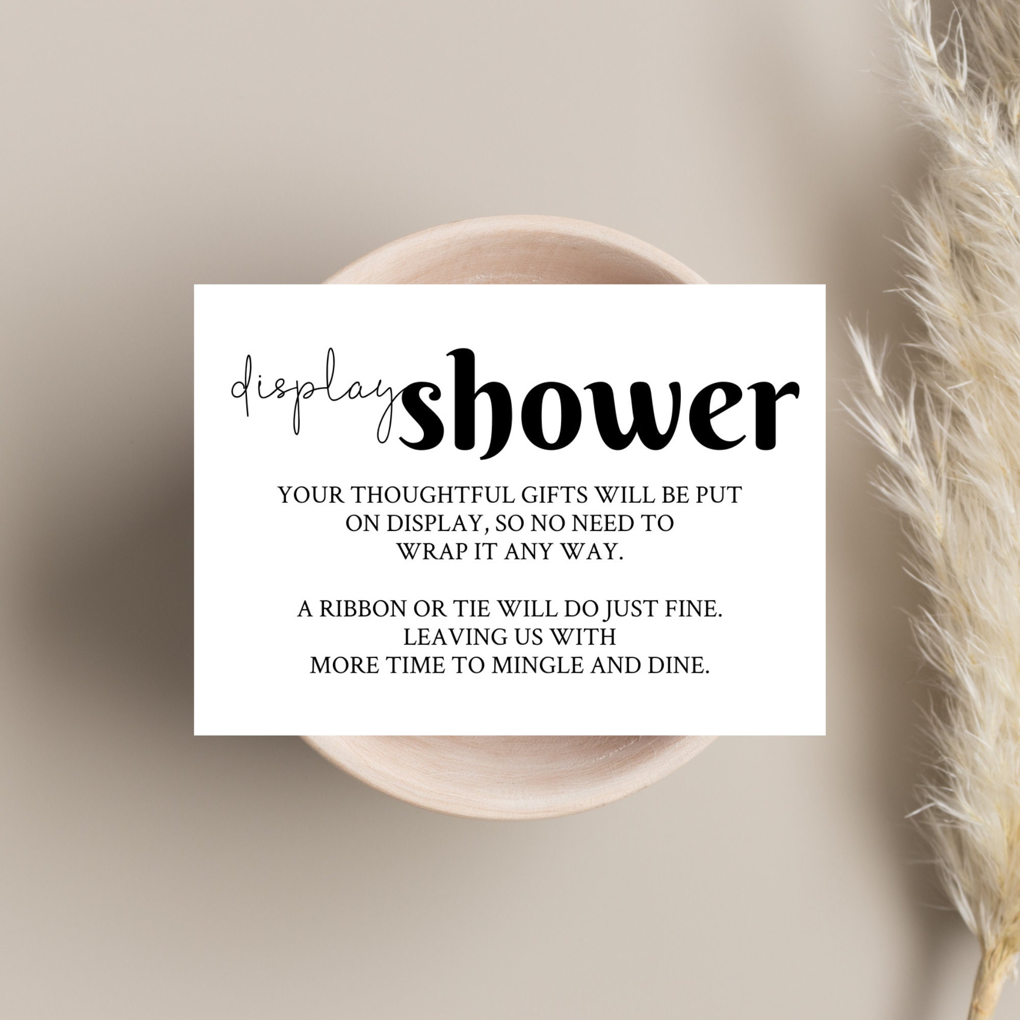 Display Shower Card Instant Download, No Gift Wrap Card, a Request for ...