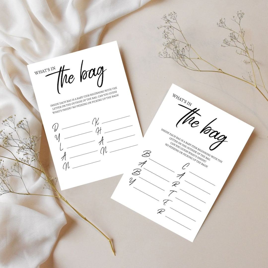 Personalized What's in the Bag Baby Shower Game Card, Add a Personal ...
