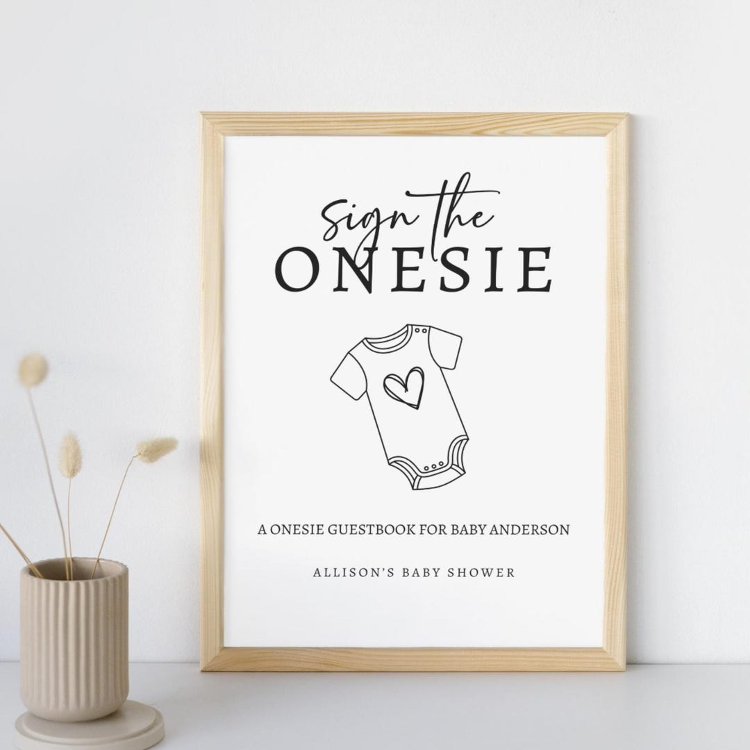 Sign the Onesie Baby Shower Welcome Sign, Baby Shower Onesie Guestbook ...