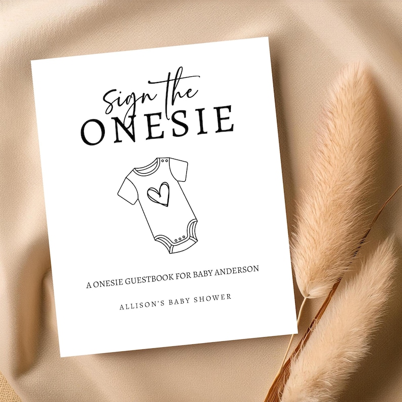 Sign the Onesie Baby Shower Welcome Sign, Baby Shower Onesie Guestbook ...