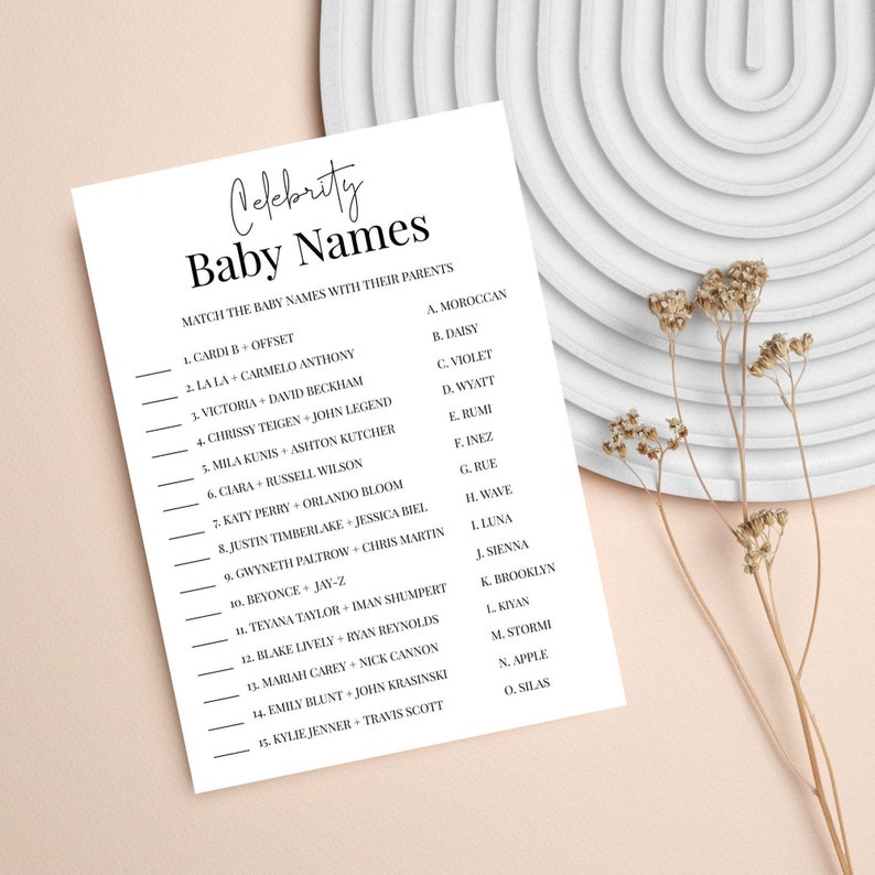 Printable Baby Shower Games, Celebrity Baby Names Game, Pop Culture ...